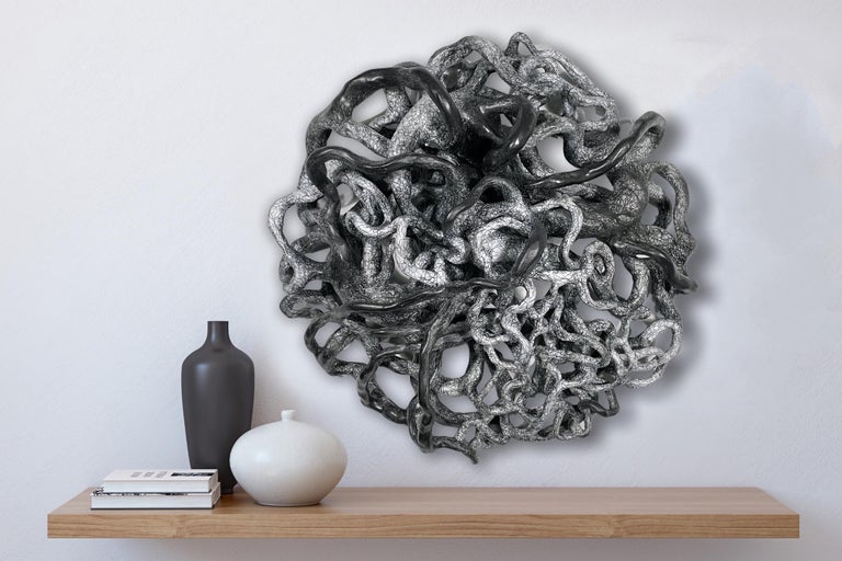 Judi Tavill - EMBRANGLE, gray monochrome circular ceramic wall ...