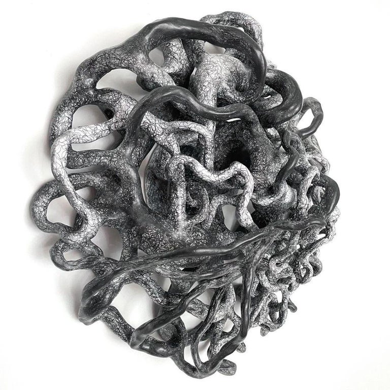 Judi Tavill - EMBRANGLE, gray monochrome circular ceramic wall ...