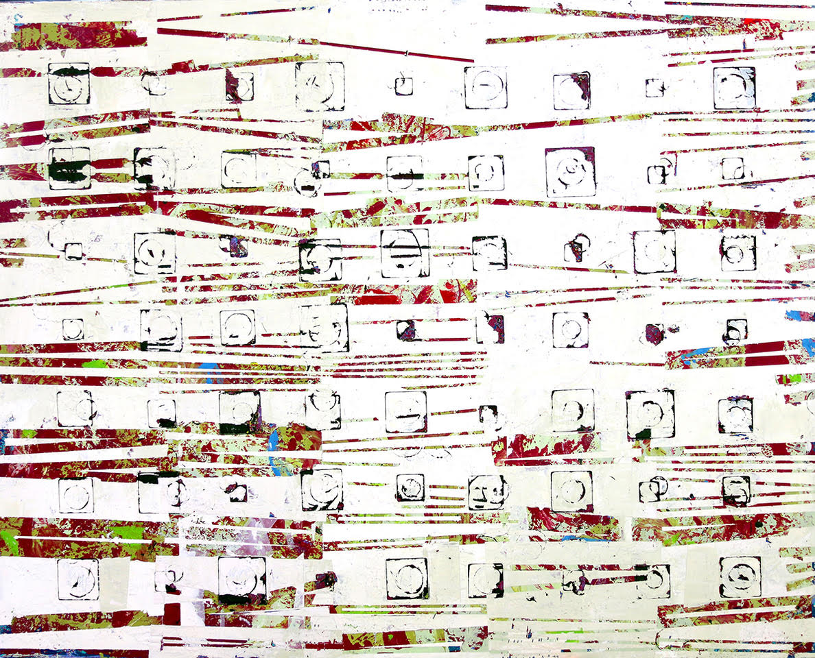 Jylian Gustlin - "Caelum 5" Abstract mixed media painting of a standing ...