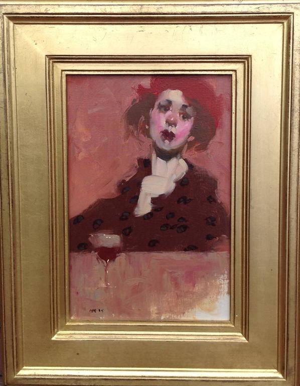 Milt Kobayashi - "Red Hat" portrait oil painting of a woman in a red ...