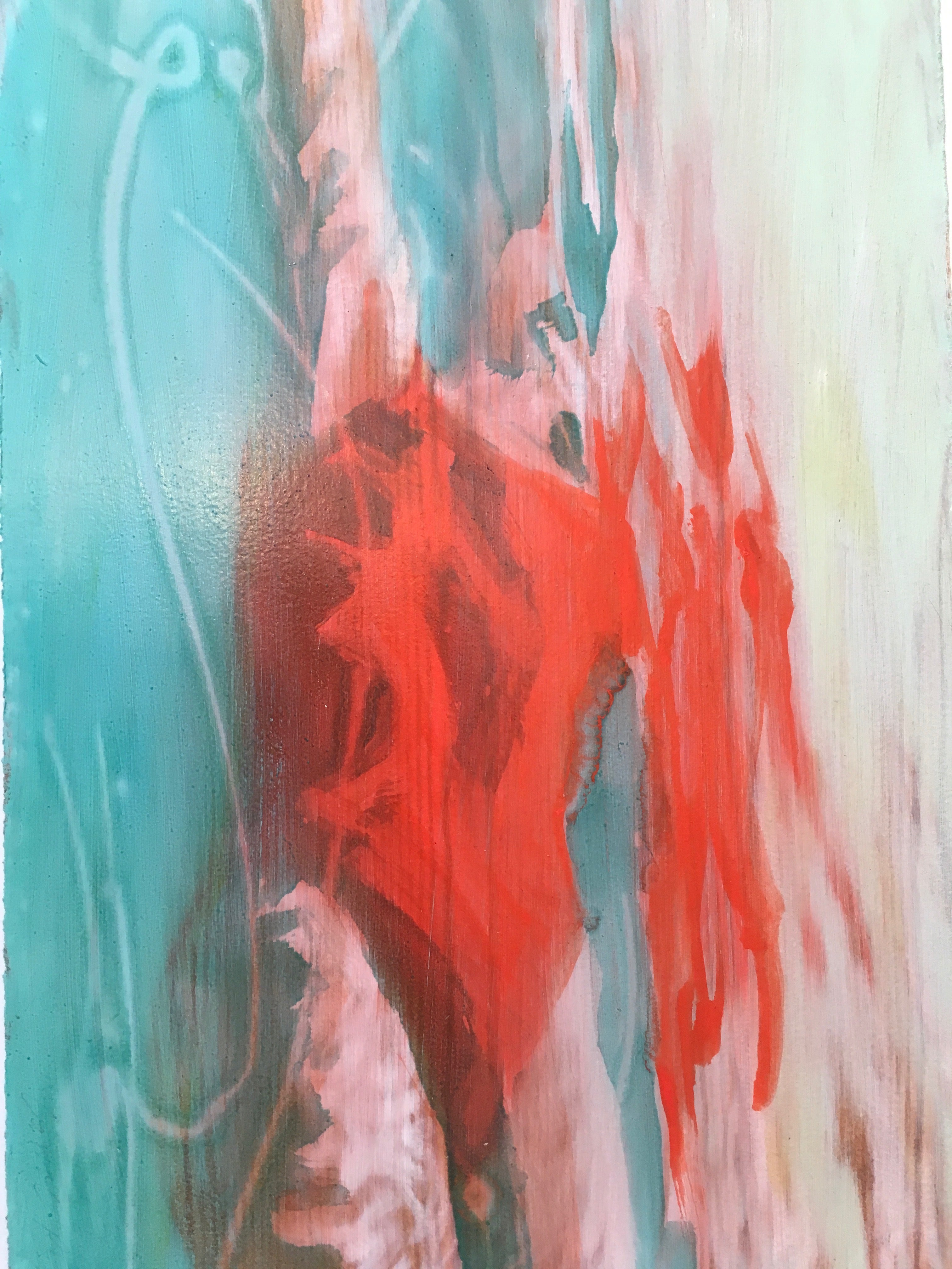 Carol Bennett - "Pool Chill" Abstract oil painting of a woman in a ...