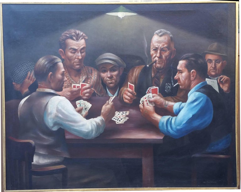 Paul Valentine Lantz - Card Players, Playing Five Card Stud For Sale at ...