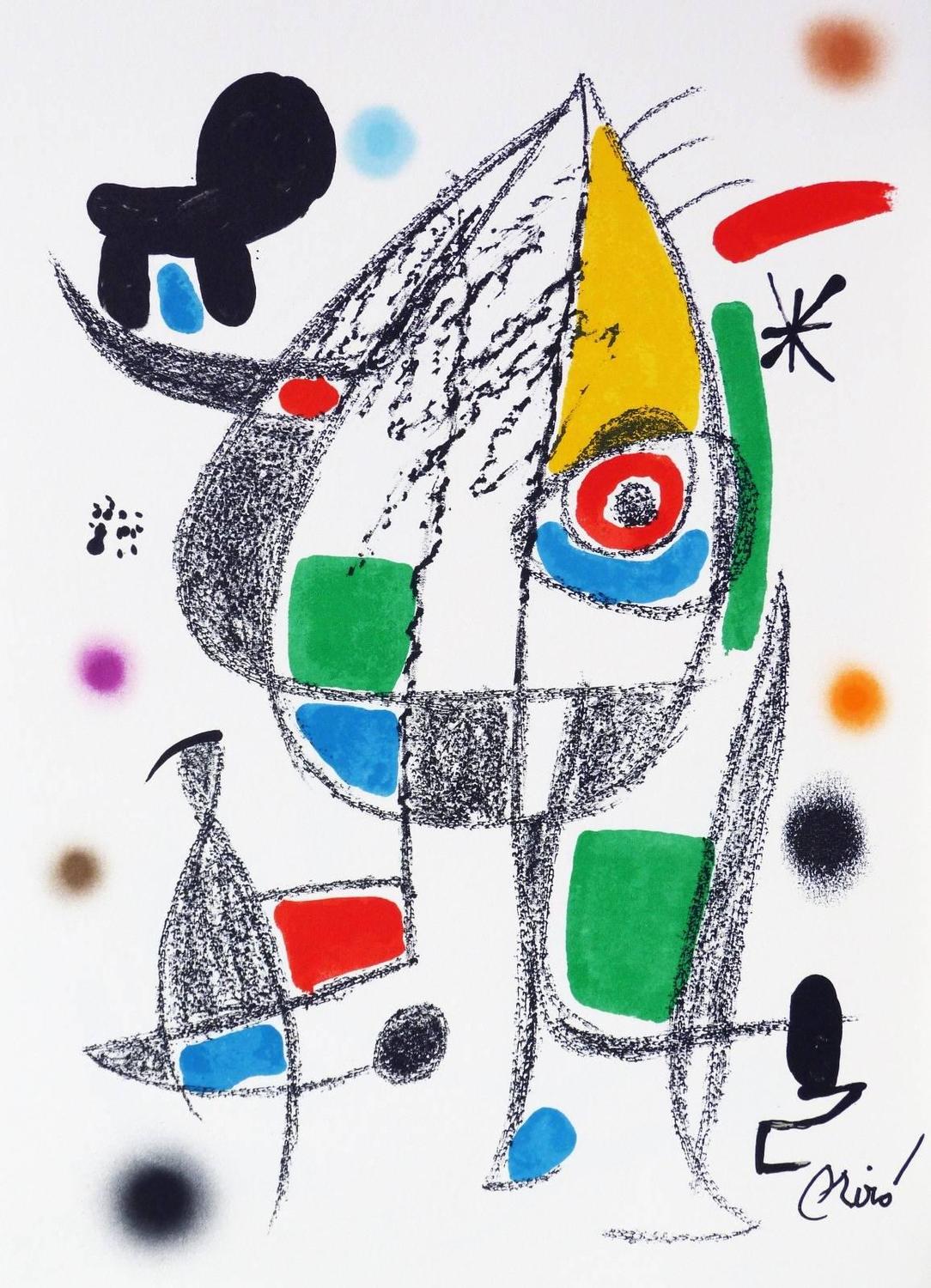 Joan Miró - Abstract Composition Blue Red Green Yellow Black at 1stdibs