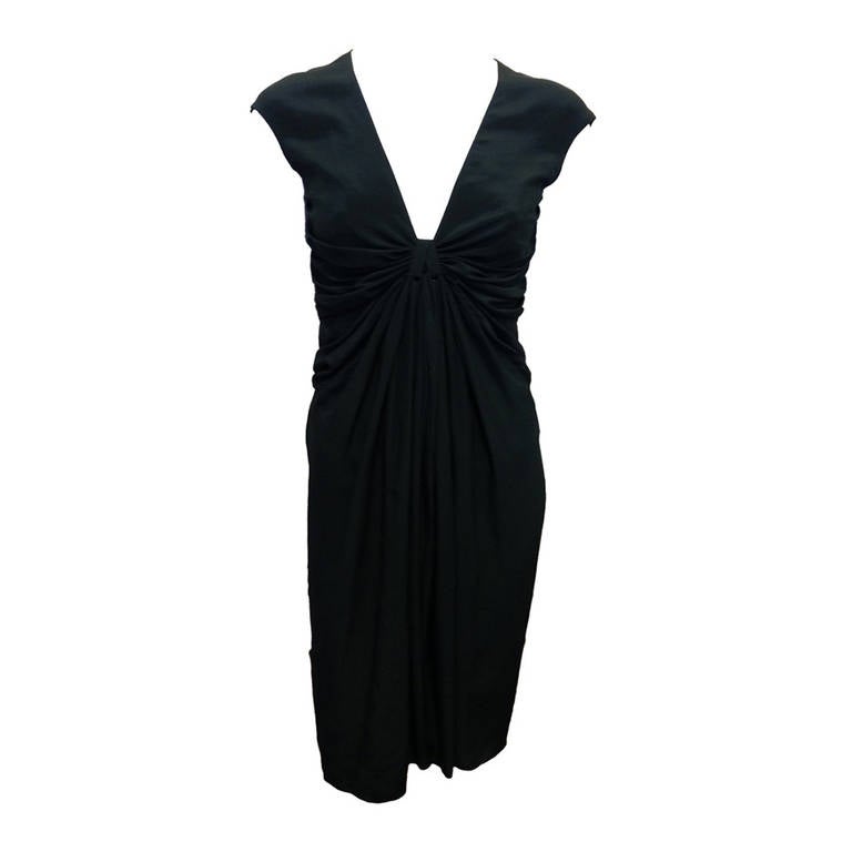 Donna Karan Forest Green Silk Dress At 1stdibs