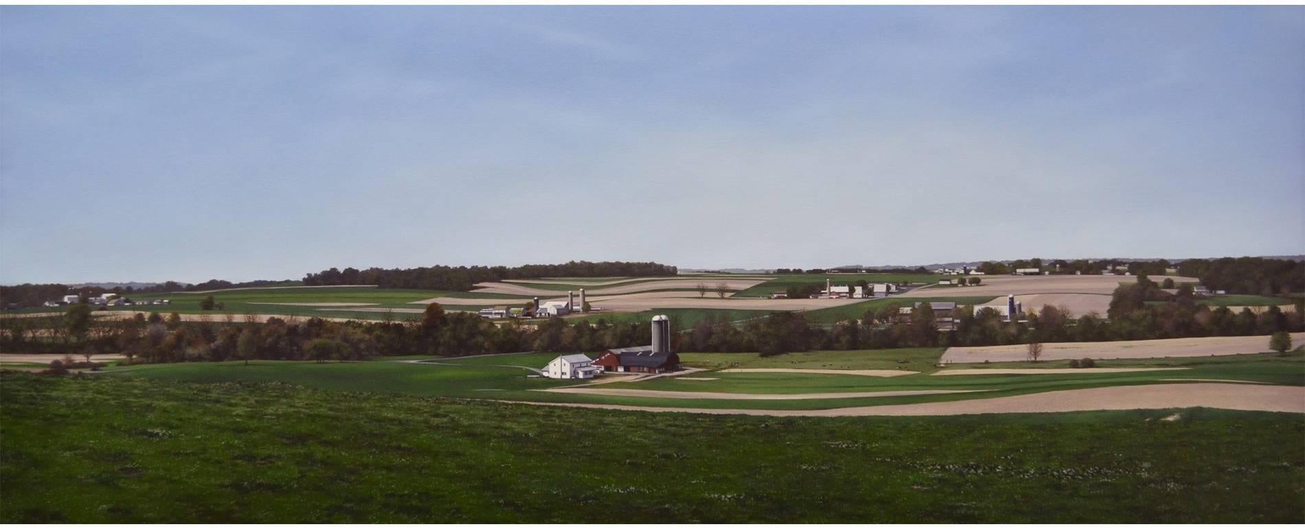 Richard Heisler - Blue and red small scale oil painting "Frisko Freeze ...