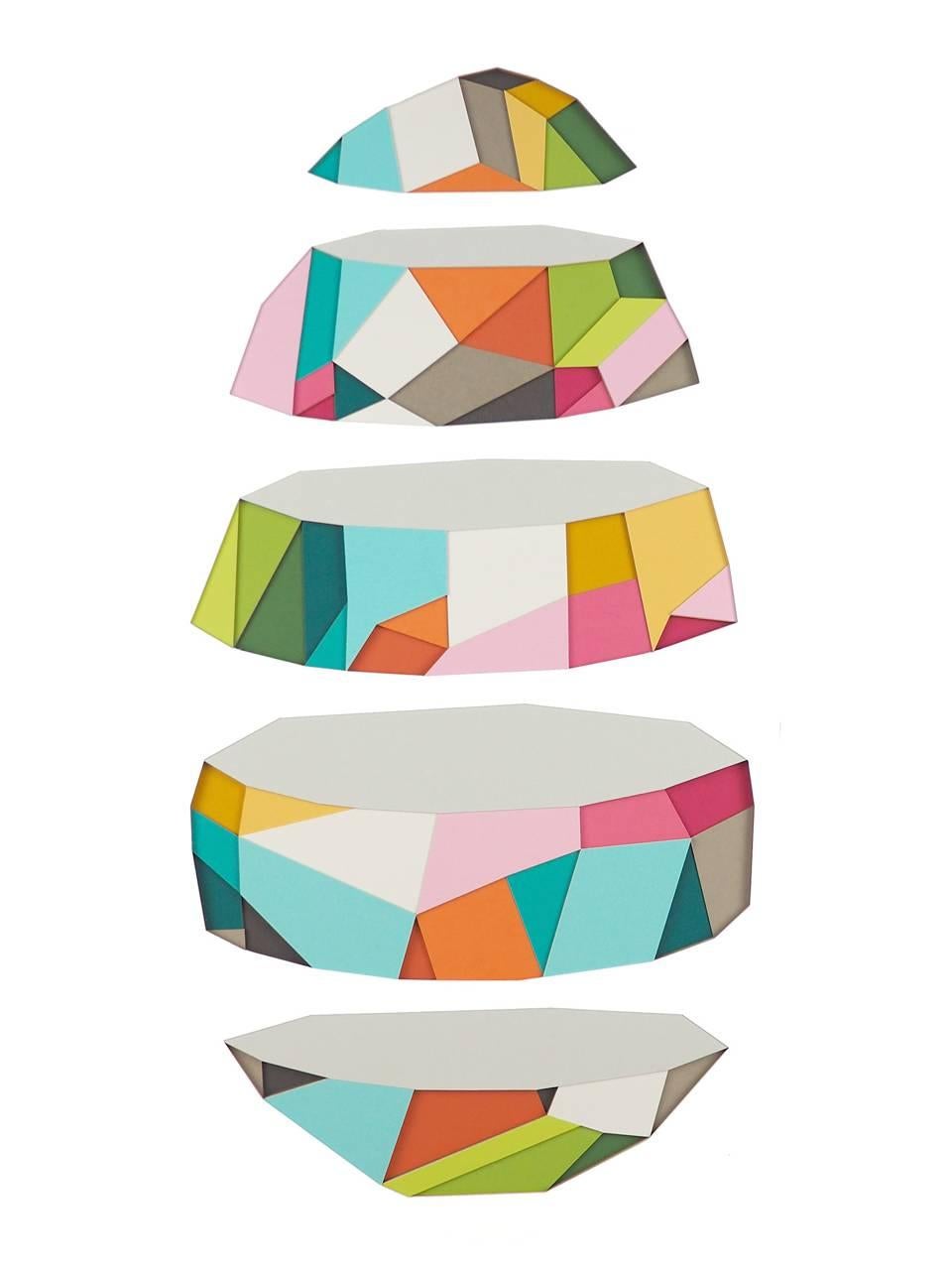 Huntz Liu - White - abstract textural white geometric hand cut layered ...