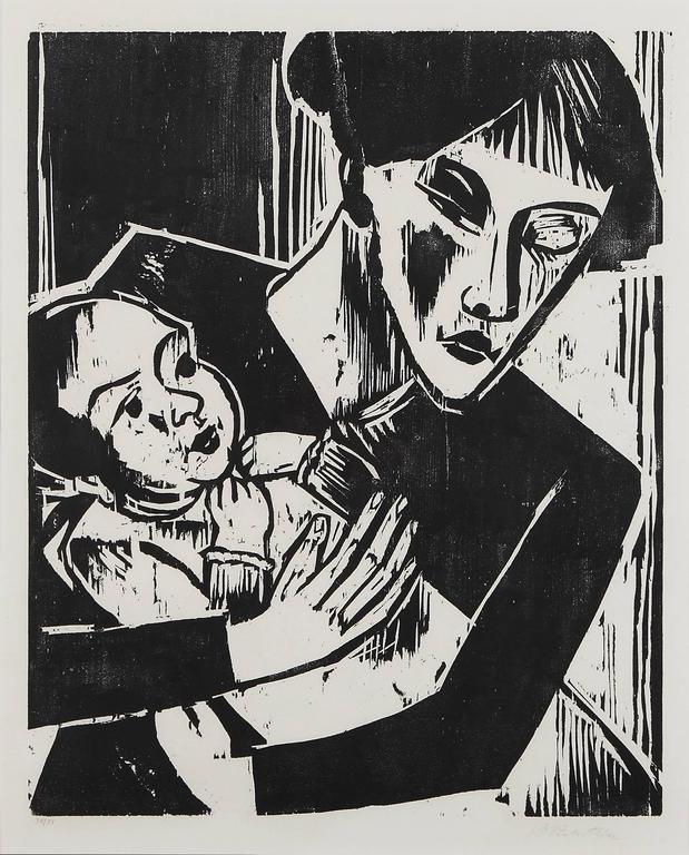 Hermann Max Pechstein - Einäugige Mutter ( One-Eyed Mother ) Woodcut ...