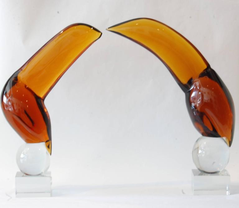 Walter Furlan - Pair of Murano Glass Toucans, Blown Glass Sculpture For ...