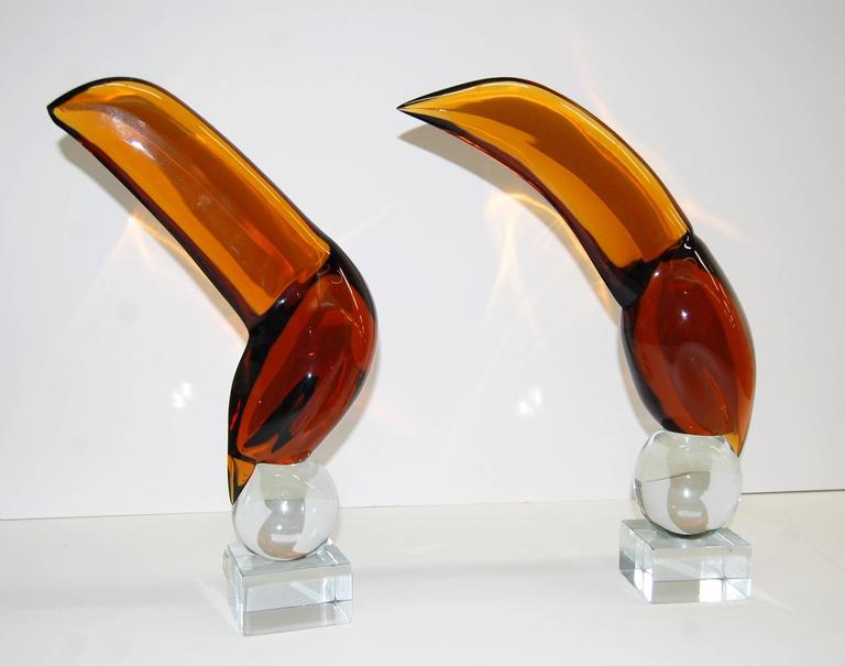 Walter Furlan - Pair of Murano Glass Toucans, Blown Glass Sculpture For ...