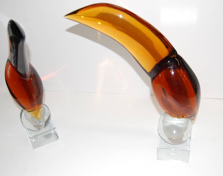 Walter Furlan - Pair of Murano Glass Toucans, Blown Glass Sculpture For ...