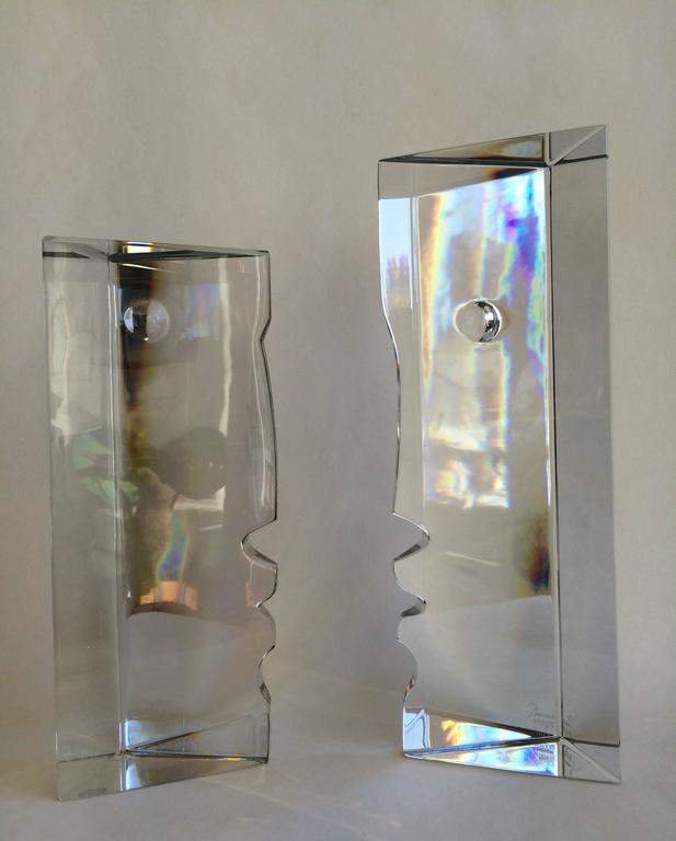 Robert Rigot - Pair of Baccarat Face Sculptures at 1stDibs