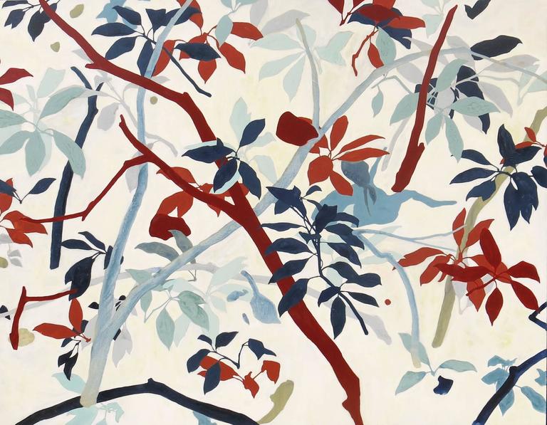 Waddy Armstrong - Untitled #A0649, Botanical Silhouette Painting in Red ...