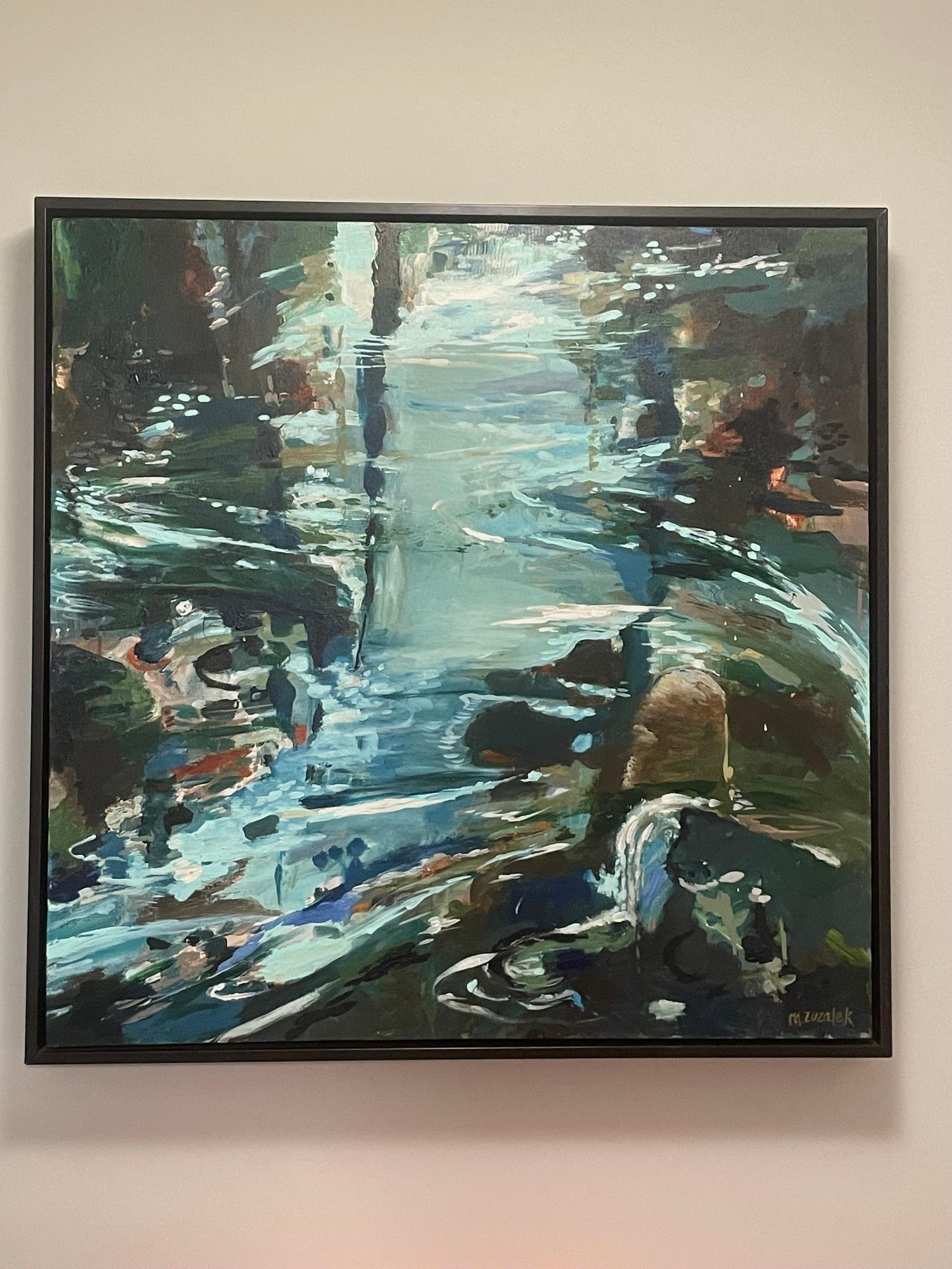 Large modern contemporary abstract landscape painting in rich browns ...