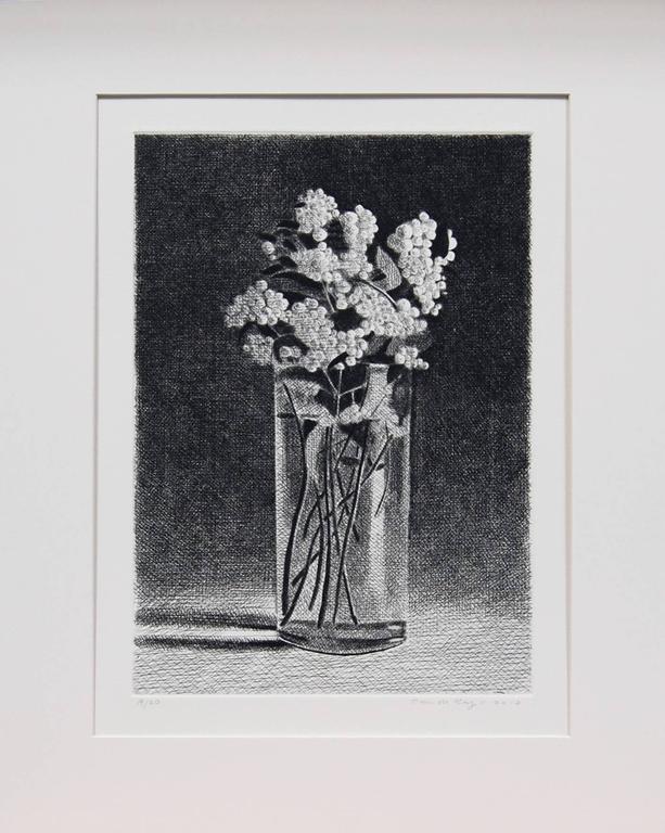 Dan McCleary - Vase II, floral etching For Sale at 1stDibs