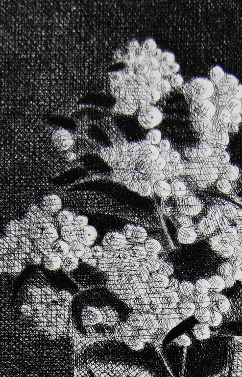 Dan McCleary - Vase II, floral etching For Sale at 1stDibs