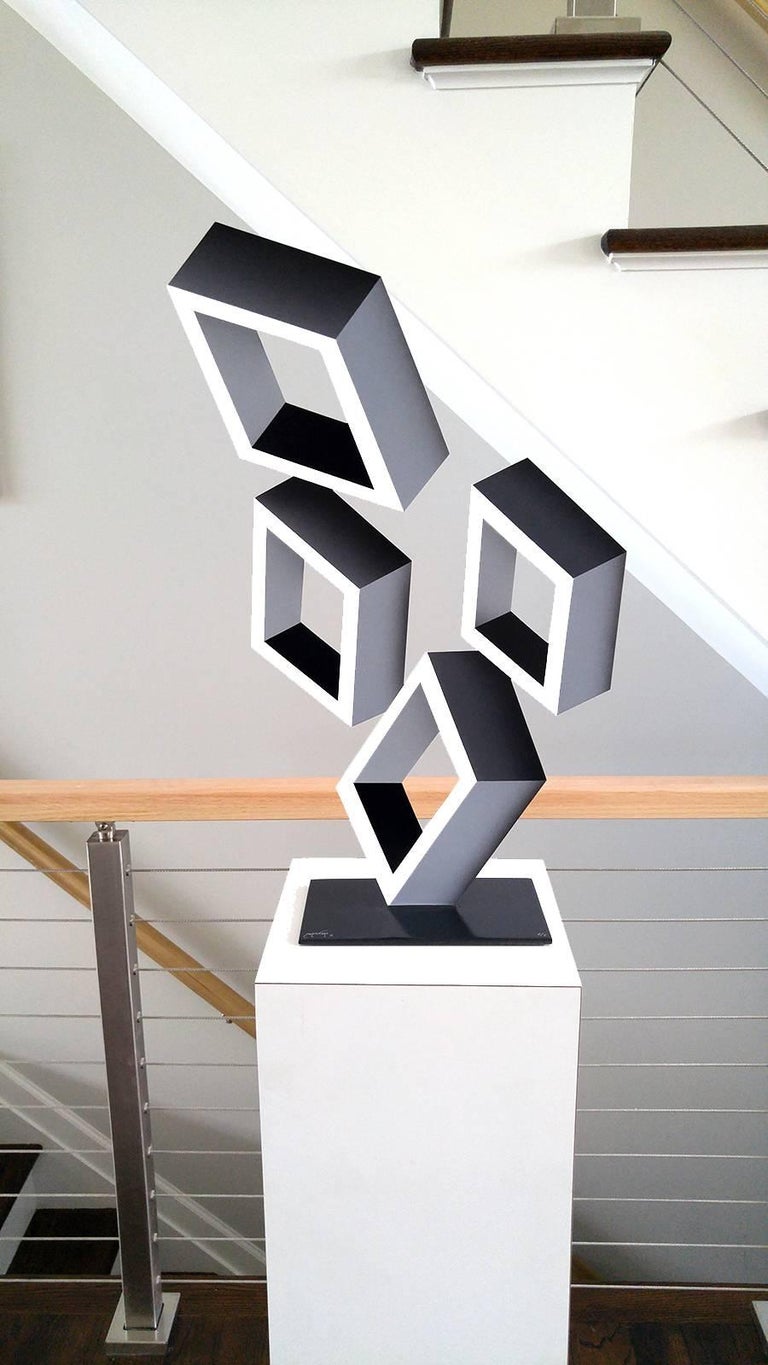 Sanseviero - "4 White Boxes", illusion sculpture, painted metal at ...