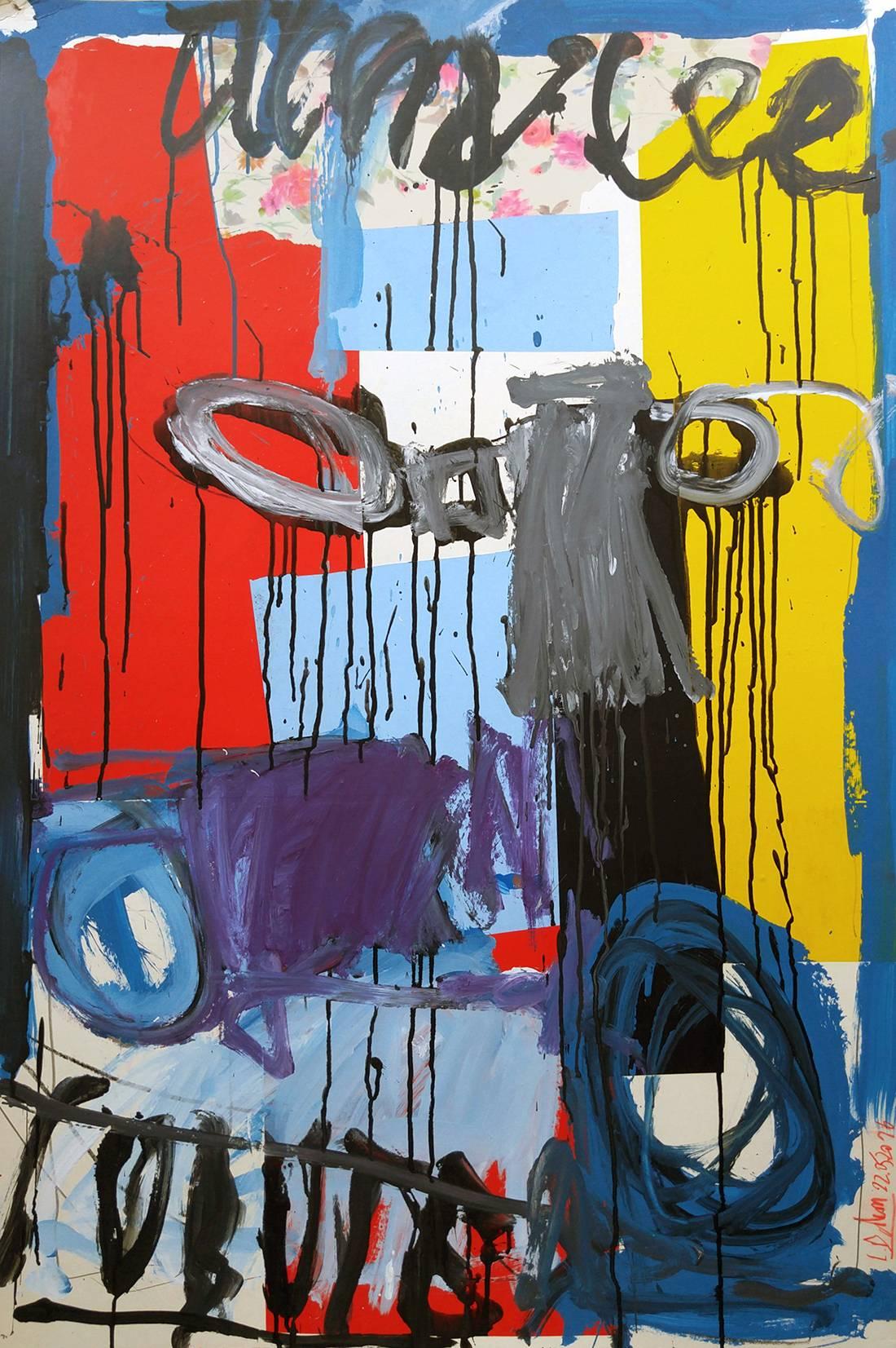 Christophe - Abstract with Red, Yellow, Blue and Gray at 1stDibs