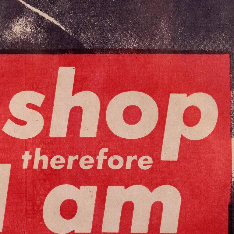 Barbara Kruger - "I Shop Therefore I Am" framed shopping bag multiple ...