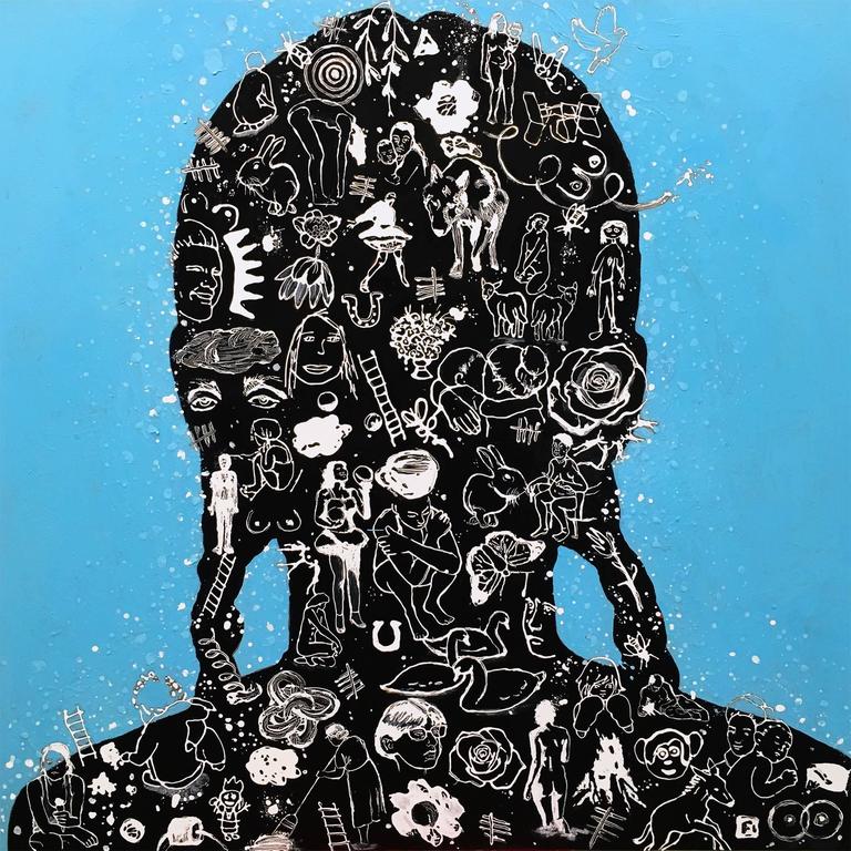 Amy Goodwin - Girl's head with braids on blue background, Story For ...