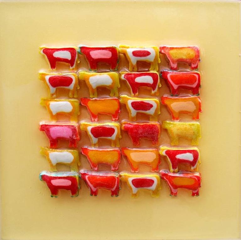 Fernando Orellana - Slurpee Cows in Yellow (Modern Miniature Cow Grid ...