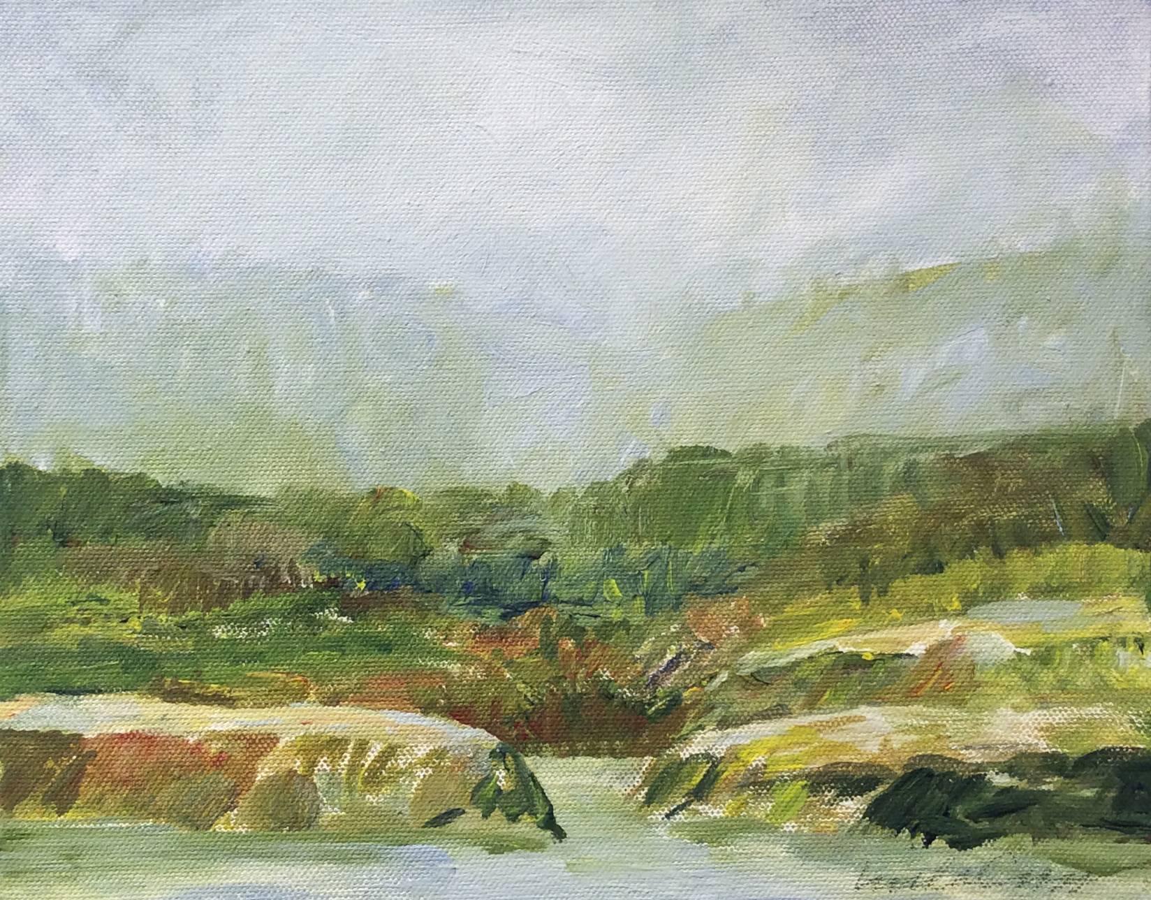 Linda Cross - Mist on the Creek (Modern, Impressionistic Landscape ...