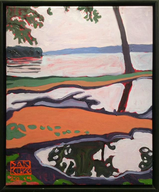 Dan Rupe - Rain Puddles, Hudson River (Modern Fauvist Style Abstracted ...