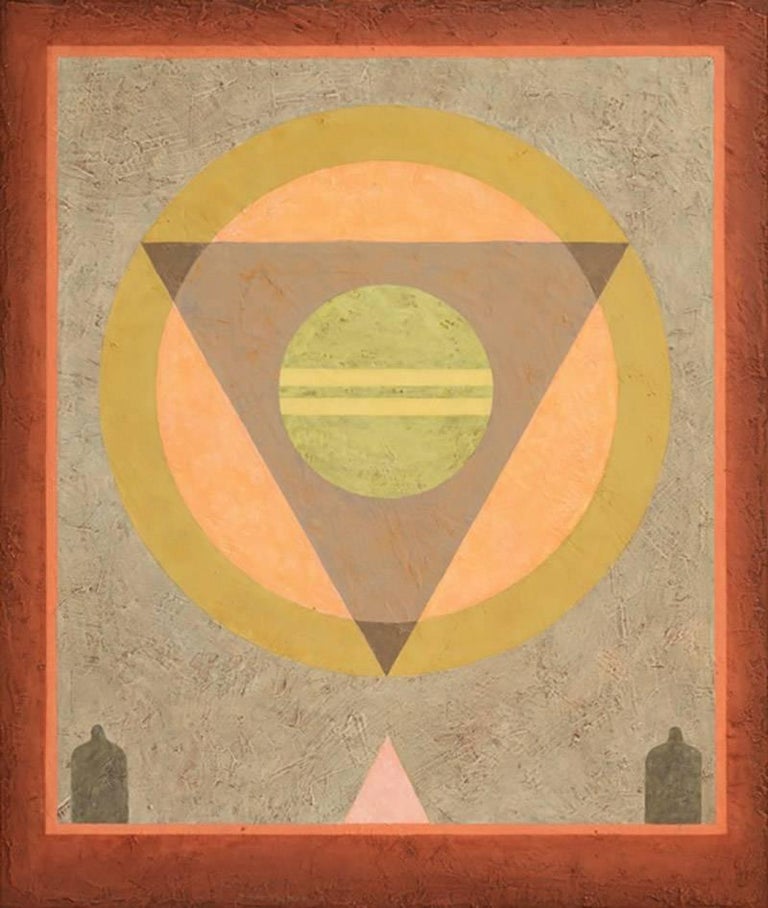 Phyllis Palmer - Insight 9 (Tempera and Plaster Ochre / Taupe Geometric ...