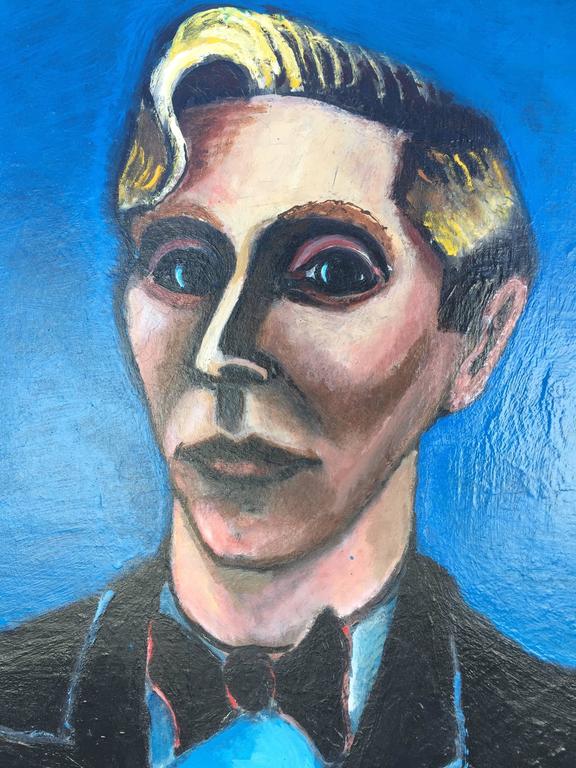 Arthur Hammer - Man In Tuxedo (WPA Style Portrait with Blue Background ...