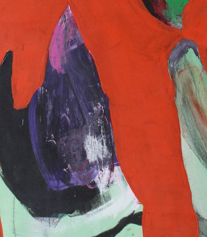 Anne Francey - Red and Green Flowers (Modern Abstract Acrylic painting ...