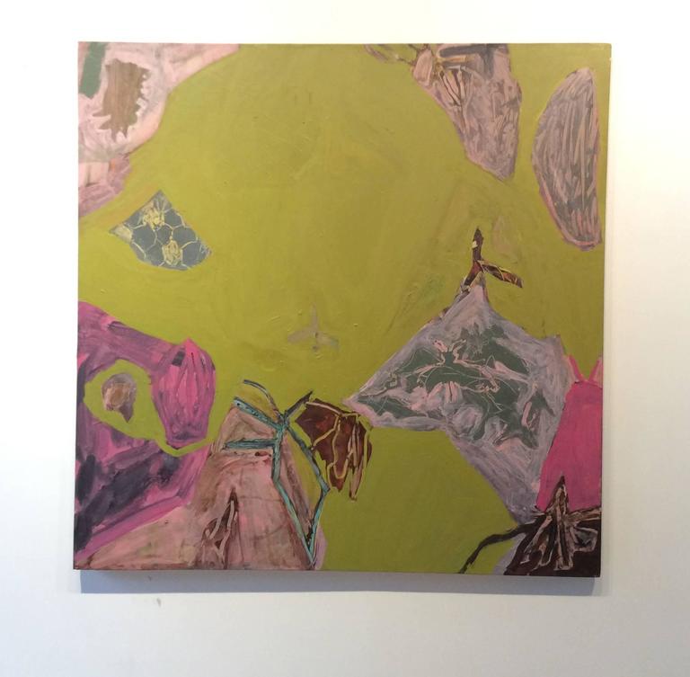Anne Francey - Metamorphosis (Bright Green and Pink Abstract Square ...