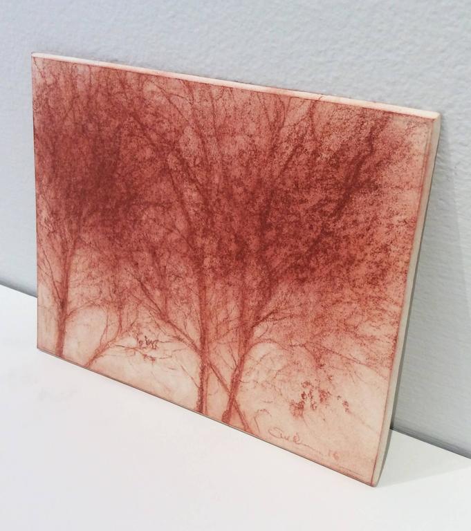 Sue Bryan - Red Trees 2 (Modern, Realistic Red Sanguine Chalk Drawing ...