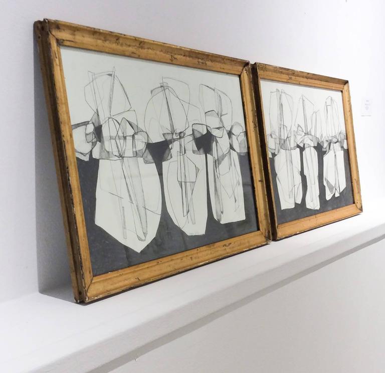 David Dew Bruner - Balla Duchamp, Diptych: Black and White Abstract ...
