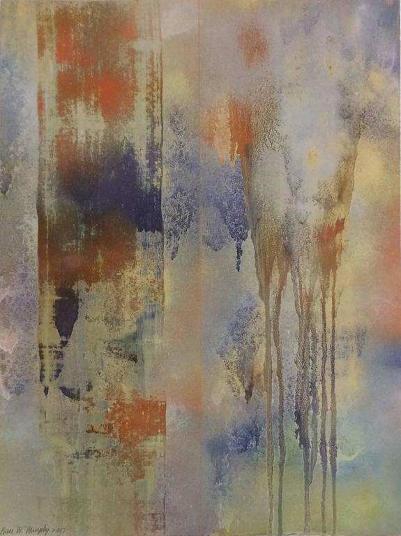Bruce Murphy - Blue Veils (Pair of Abstract Paintings on Paper, Blue ...