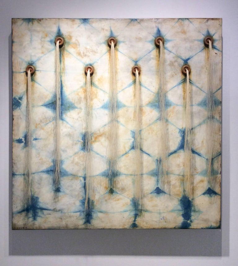 Susan Stover - Artesian Wall (Square Indigo Silk and Encaustic Work on ...