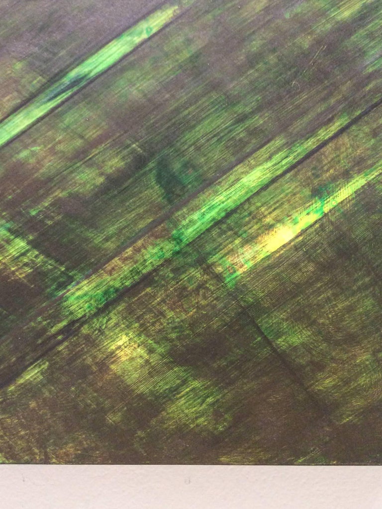 Ginny Fox - Minimalist Color Field Painting in Dark and Lime Green (C16 ...