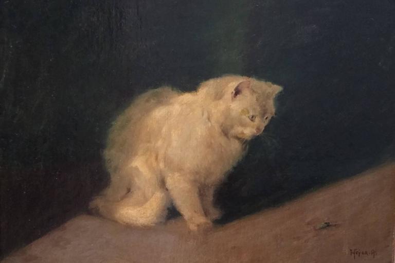Arthur Heyer - Cat with and an insect at 1stDibs