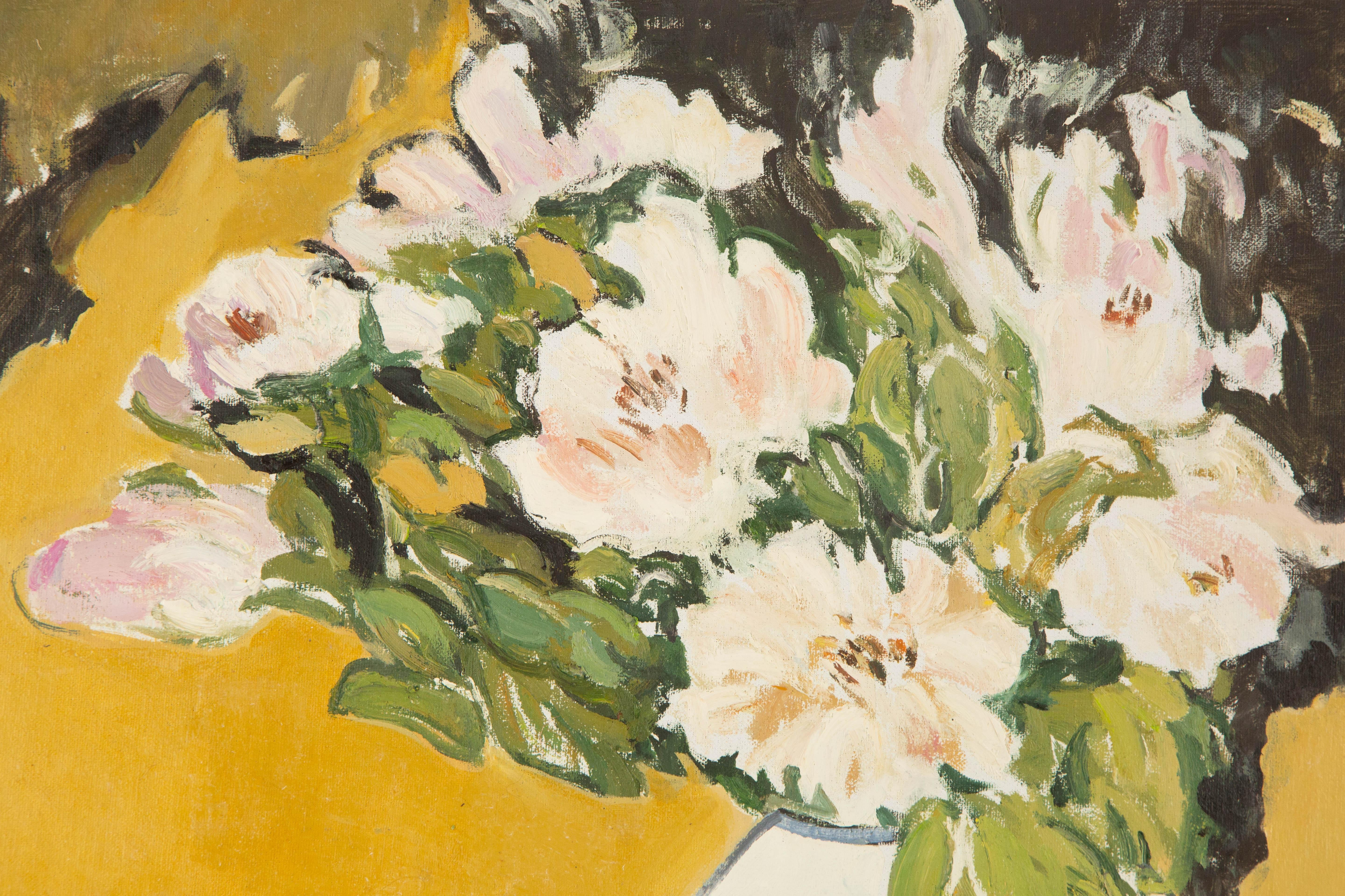 Yi Fu - Yi Fu Still Life Original Oil On Canvas "Cat and Flowers" For ...