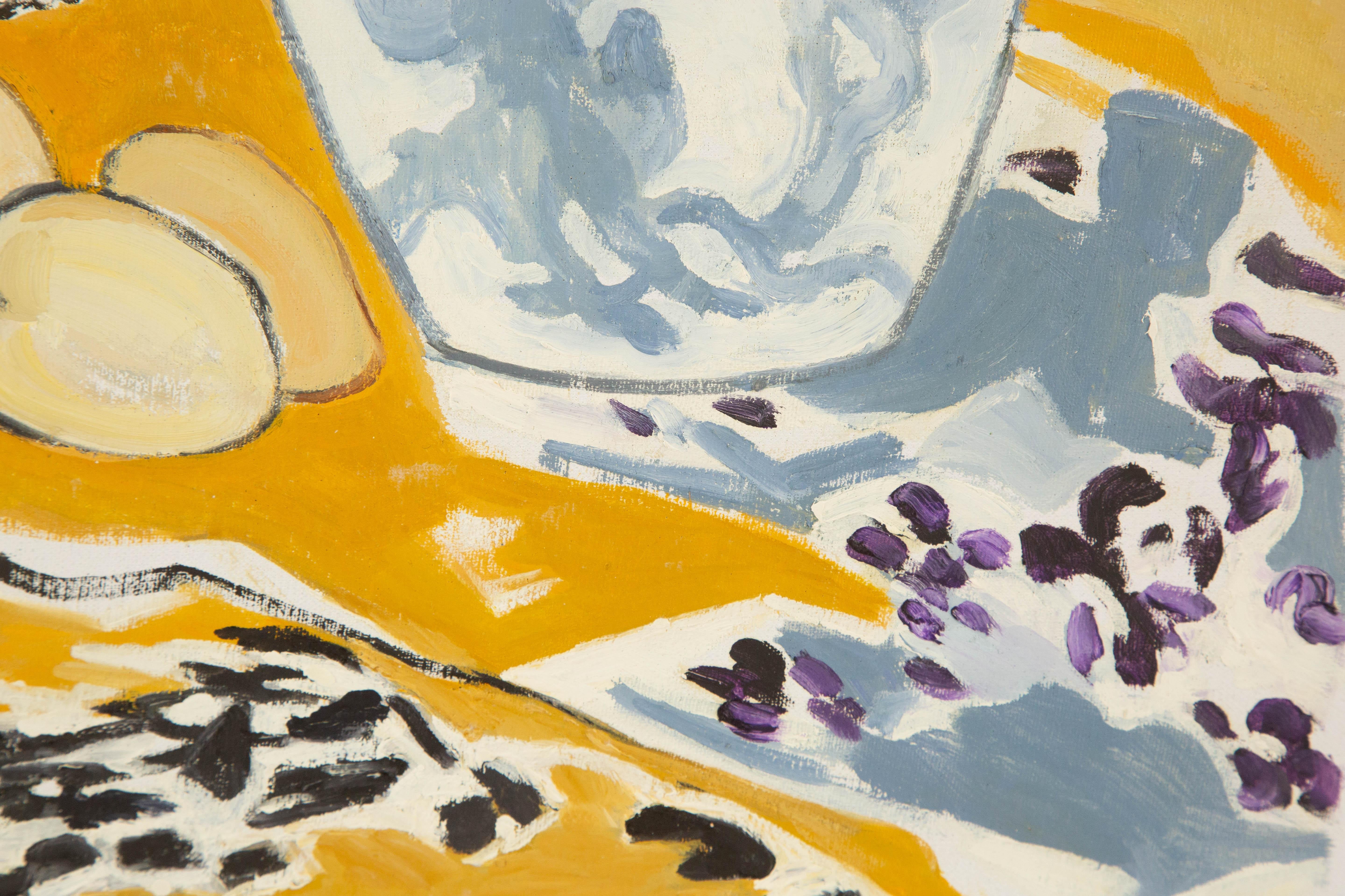 Yi Fu - Yi Fu Still Life Original Oil On Canvas "Cat and Flowers" For ...