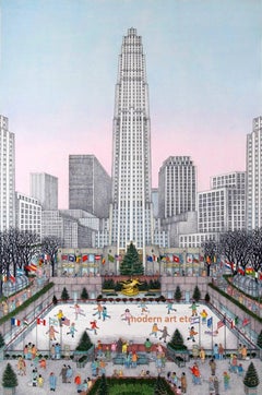 Cuca Romley - Hand Colored Etching - Rockefeller Center, New York (Edn ...