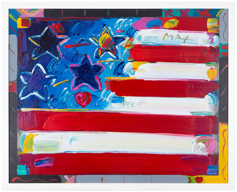 Peter Max - Flag with Heart (American Flag) For Sale at 1stDibs