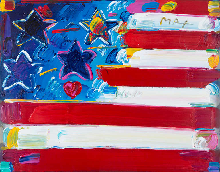 Peter Max - Flag with Heart (American Flag) For Sale at 1stDibs