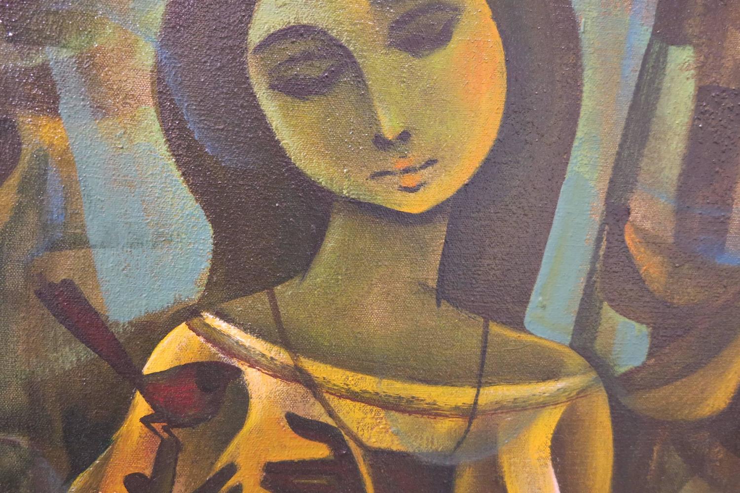 Roger San Miguel - Girl with Bird For Sale at 1stdibs