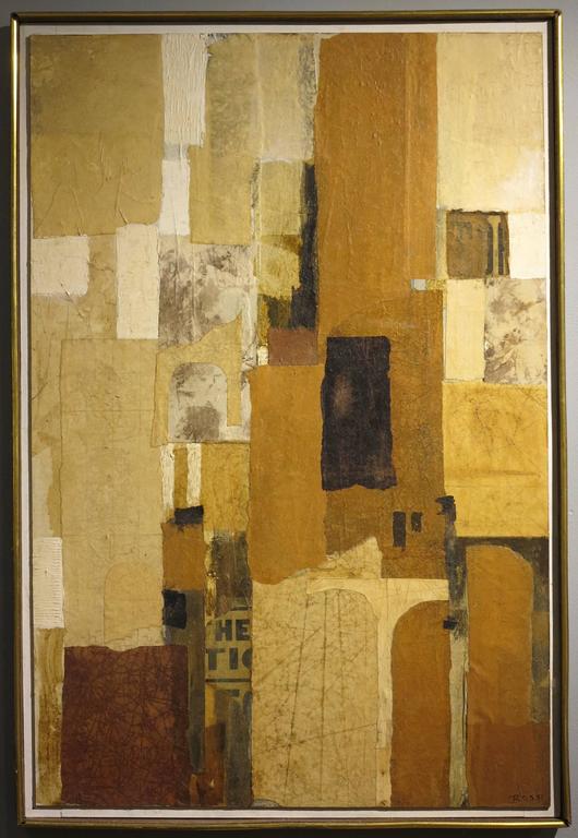 Michael Rossi - Untitled (Abstract Expressionist collage oil painting ...