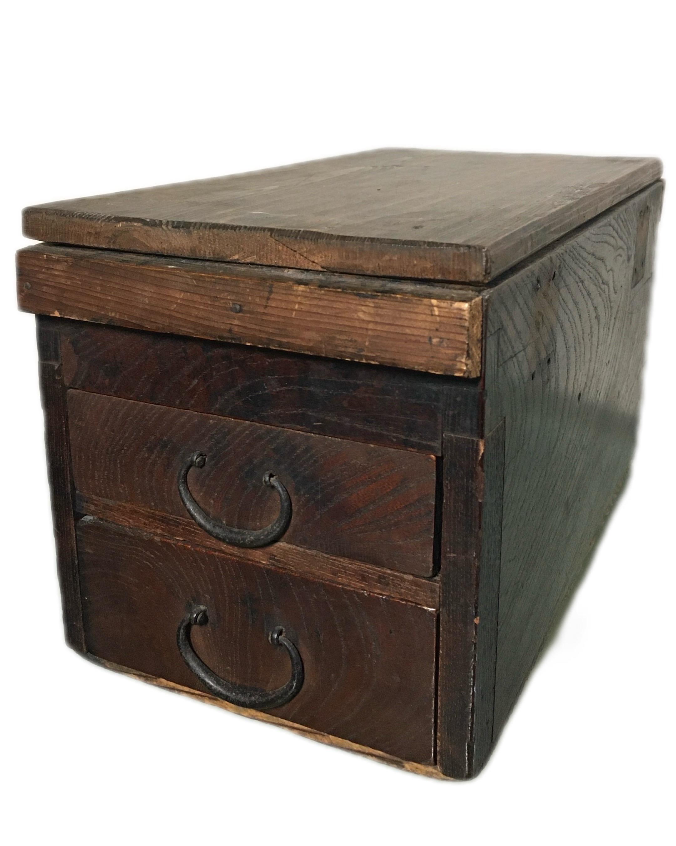 Unknown - Japanese Tabako/Tool Box with Kiseru -wabi Sabi-Taisho Era ...