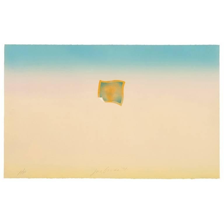 Joe Goode - Untitled (Small orange photo on peach and blue background ...