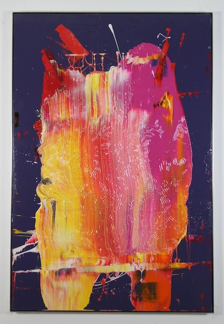 Anthony Hunter - Big Colourful Blobby Scrape Painting at 1stDibs