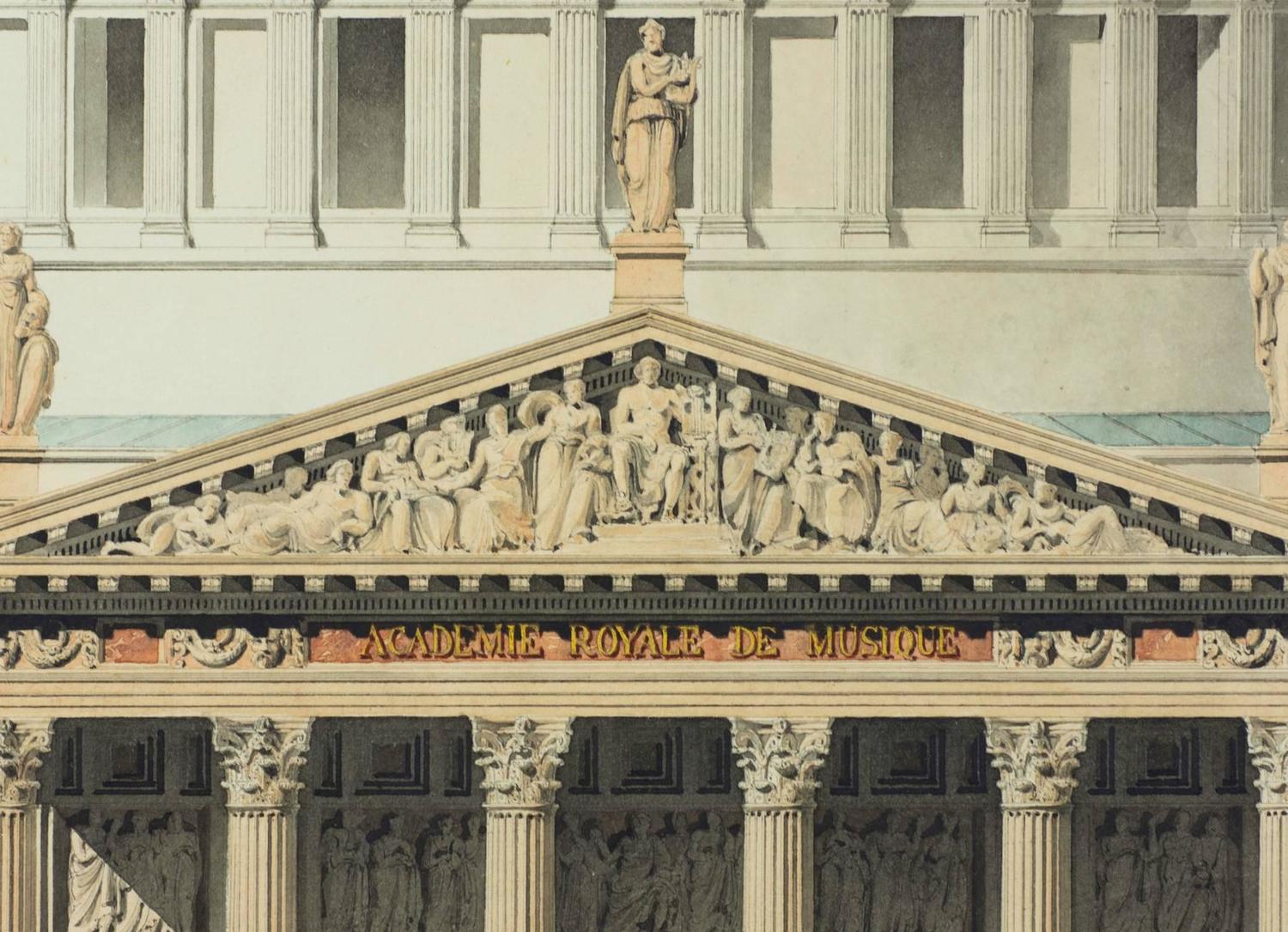 Paul Jacot - Pair of Large ca. 1845 Beaux Arts Drawings - Paris Opera ...