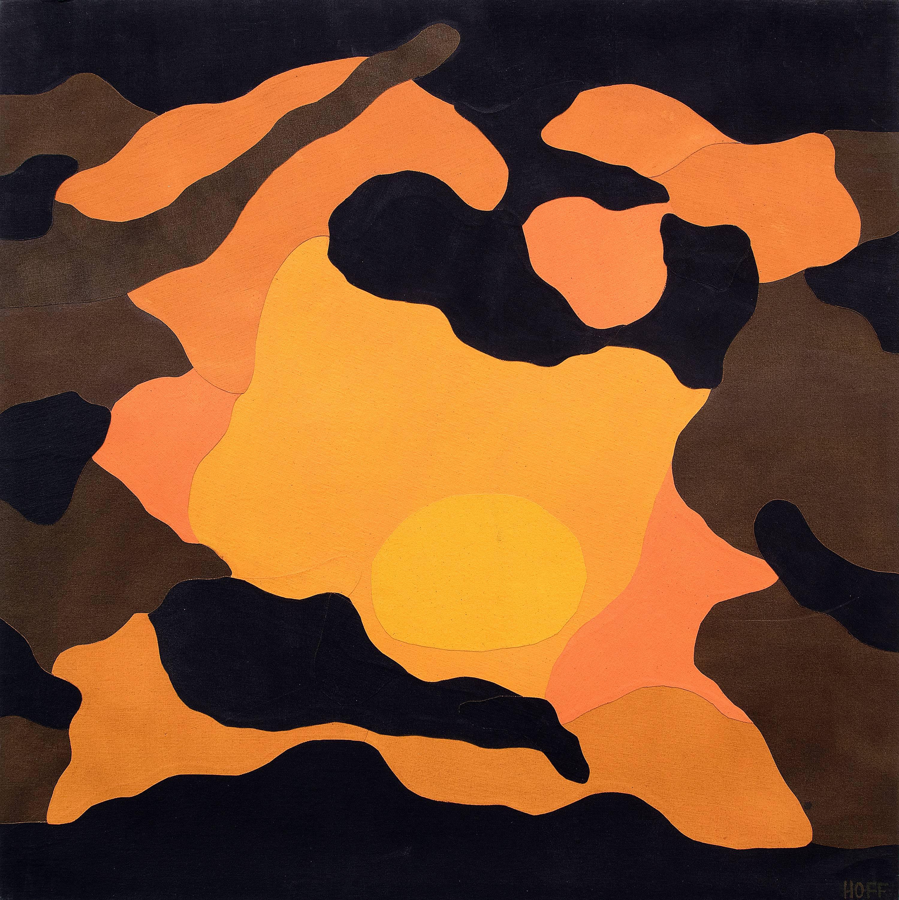 Margo Hoff - Sundown Pool (Abstract Painting in Orange, Yellow, Black ...