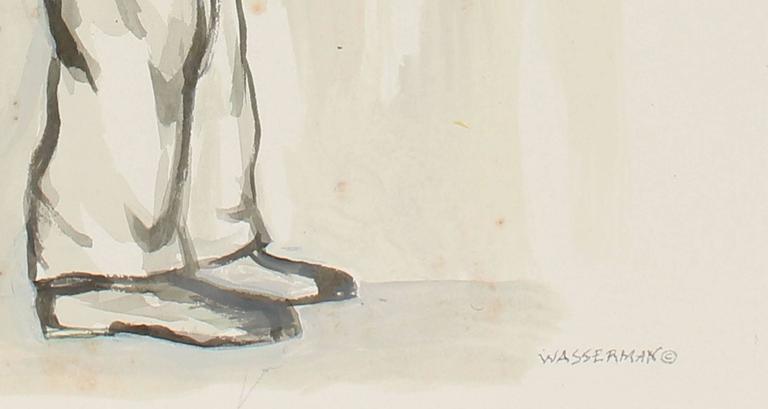 Gerald Wasserman - Expressionist Portrait in Gouache, Mexico, Circa ...