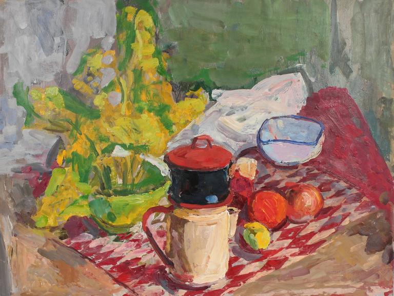 Gerald Wasserman - Still Life with Coffee and Fruit, Oil on Masonite ...